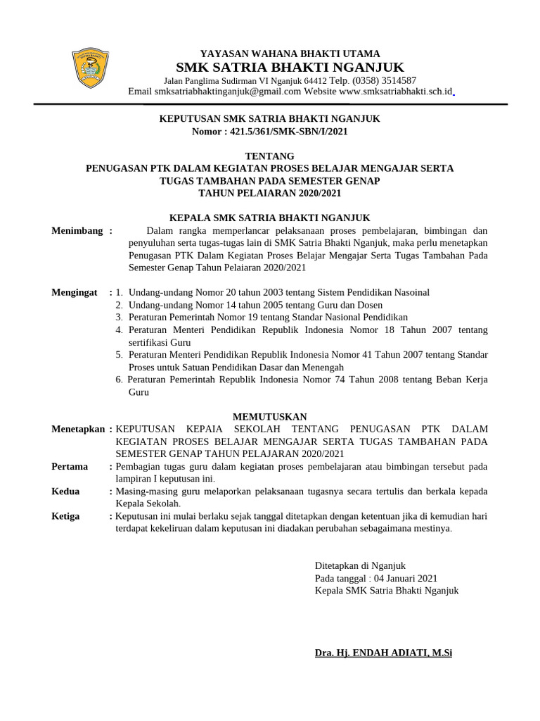 SK Mengajar 2020-2021 Genap | PDF