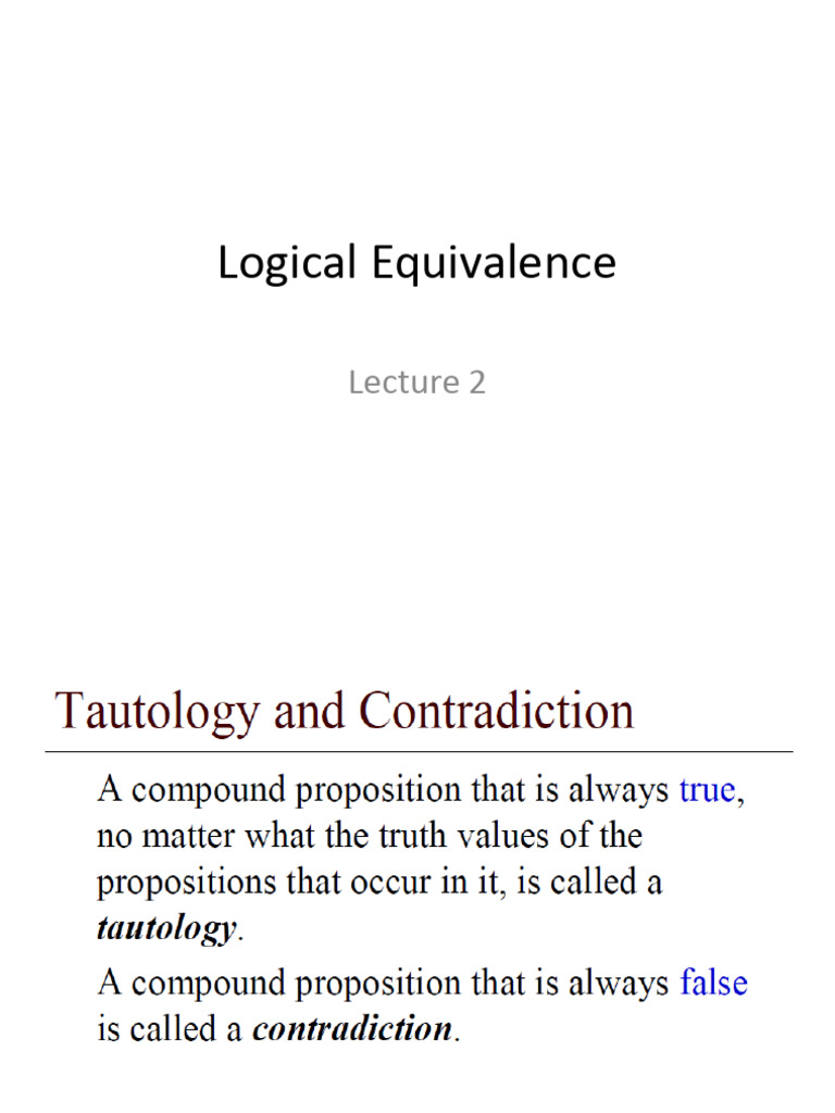 Lecture2-Logical Equivalence | PDF