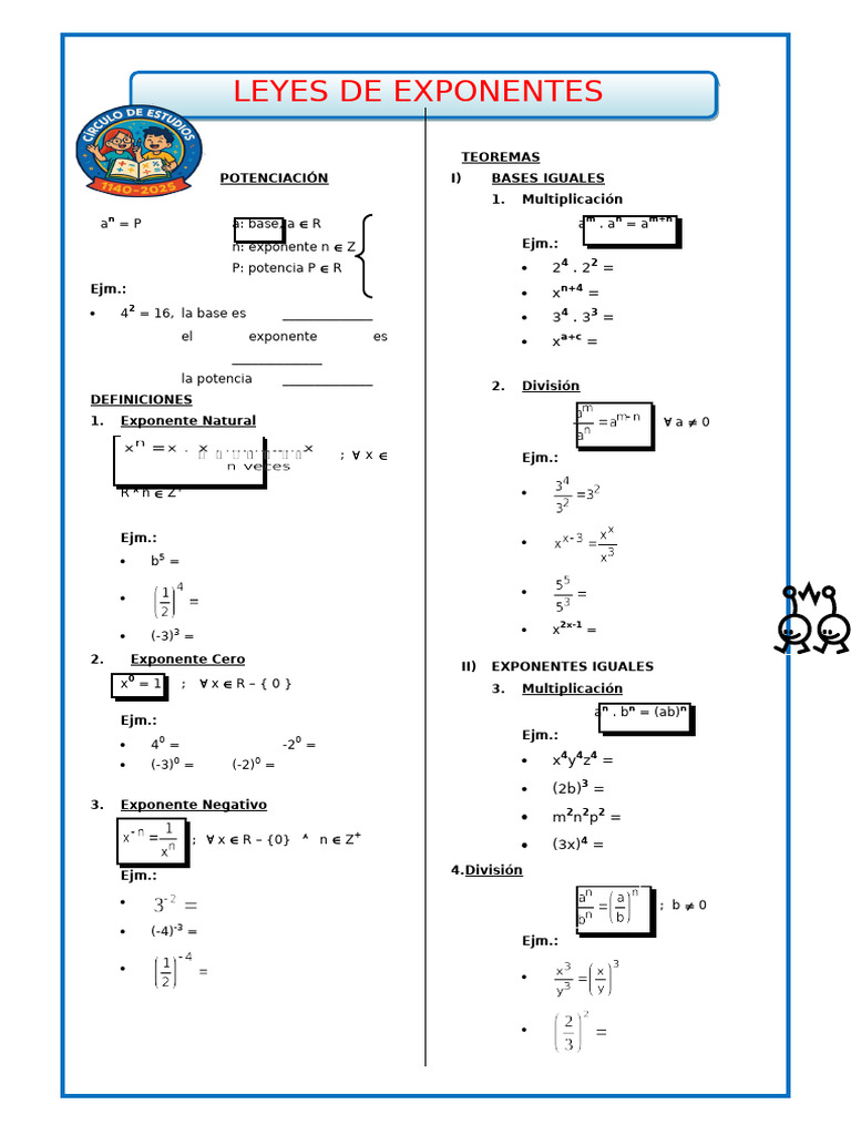 Ficha 1 Algebra Sabado | PDF | Exponenciación | Aritmética