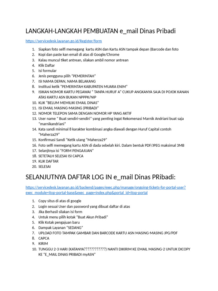 Langkah Buat Email Dinas Pribadi | PDF