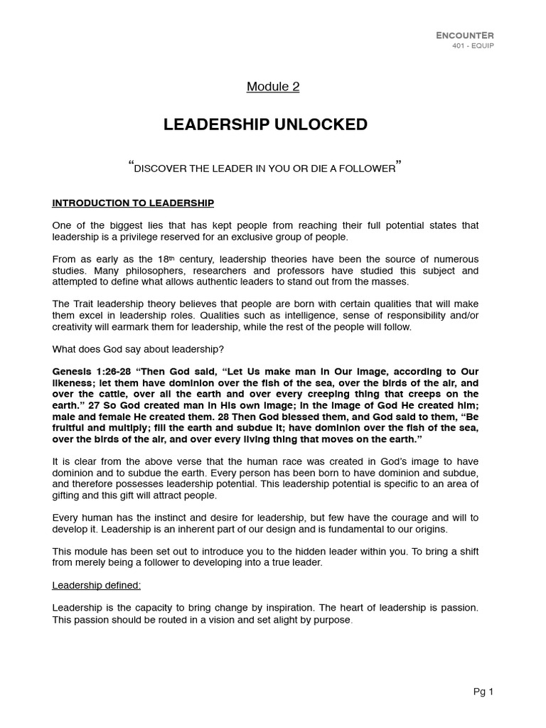 401 Module 2 Leadership Unlocked | PDF | Psychology
