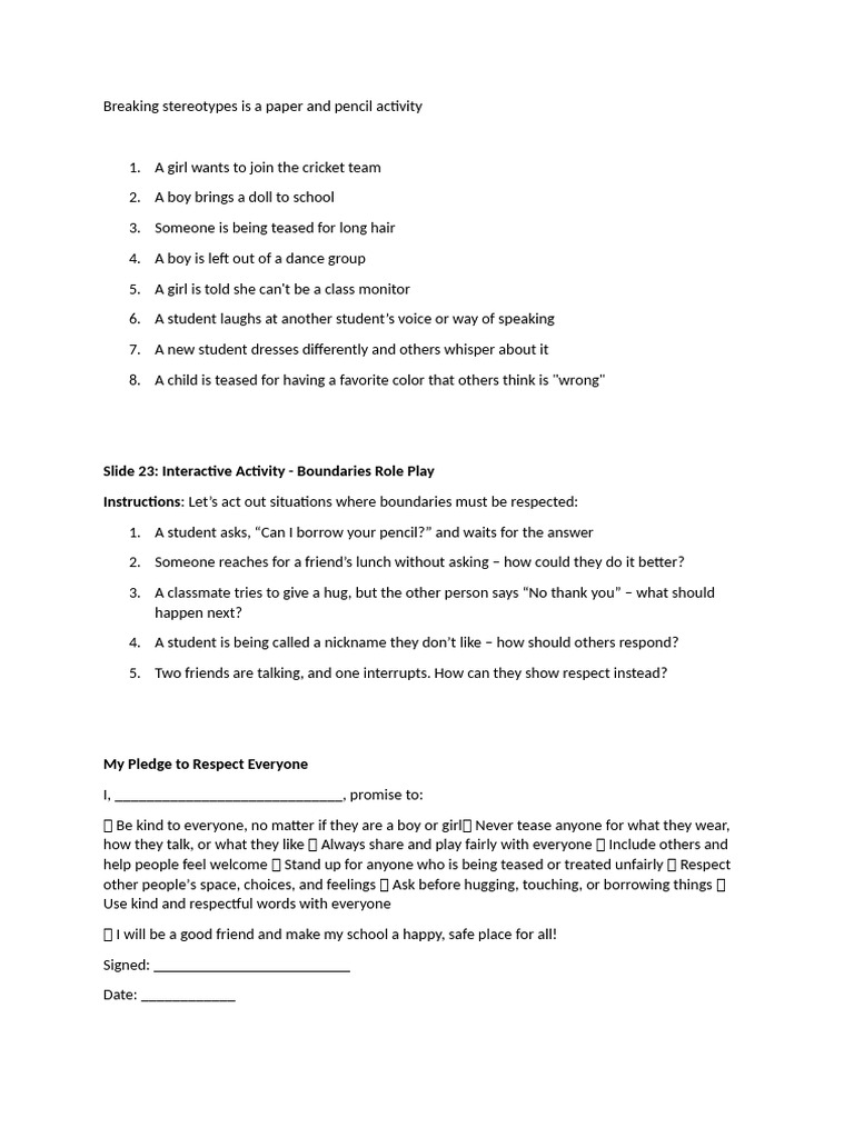 Breaking Stereotypes Is A Paper and Pencil Activity | PDF