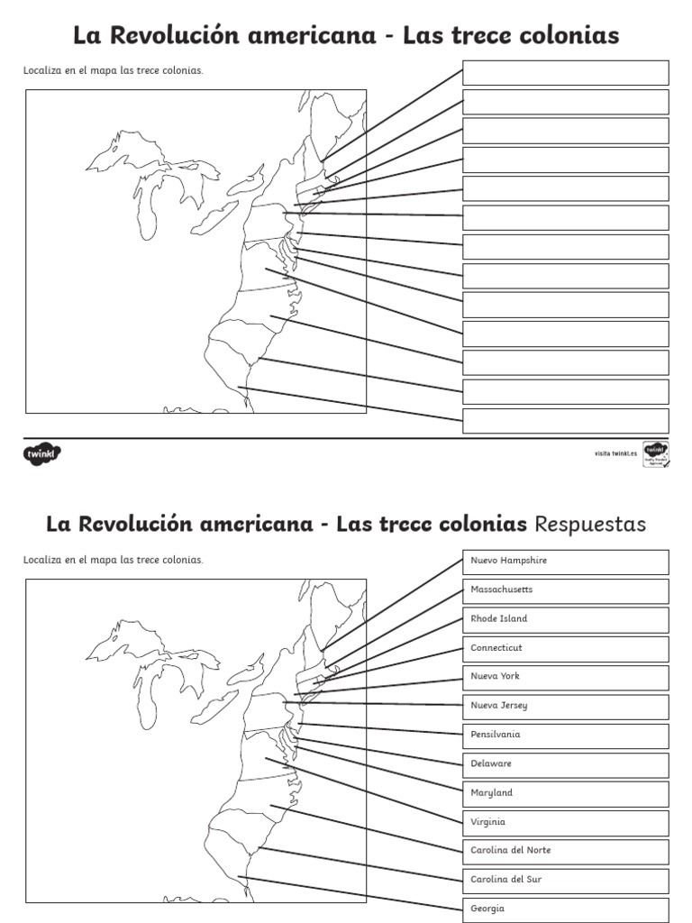Es Us2 H 238 Mapa de Las Trece Colonias Ficha de Actividad - Ver - 1 | PDF