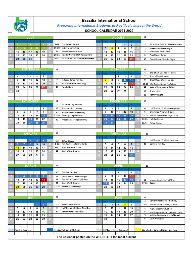 BIS School Calendar 2024-2025 | PDF | Entertainment Events | Holidays