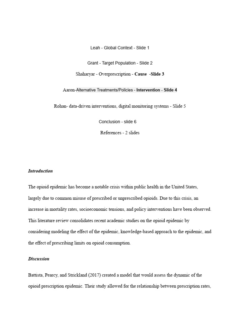 Midterm Group Literature Review | PDF | Substance Abuse | Opioid