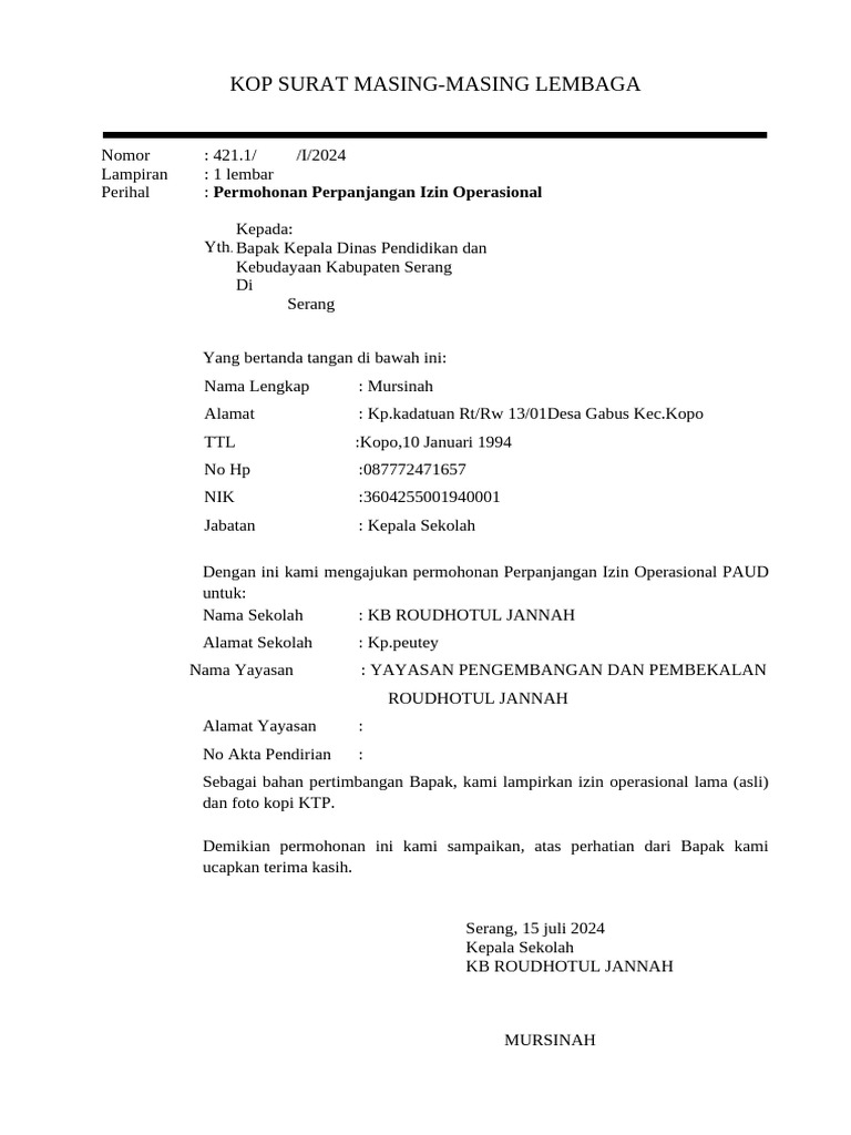 Form Perpanjang IJOP | PDF