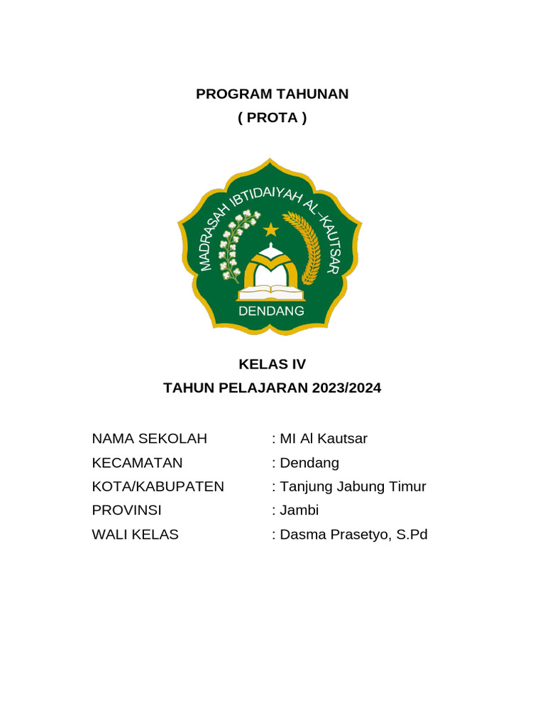 PROTA KELAS 4 MI Al Kautsar | PDF