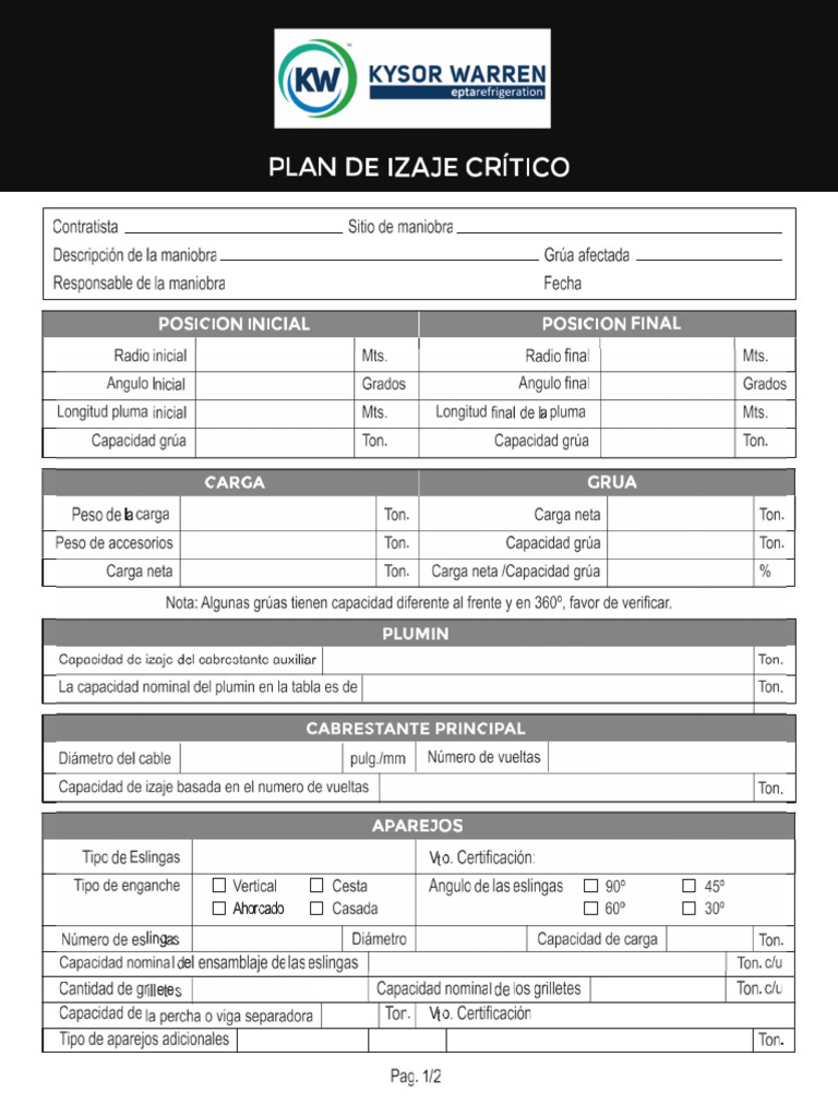 Plan de Izaje Formato | PDF