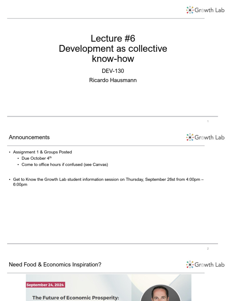 DEV-130 - Lecture 6 - Economic Complexity 2024 | PDF | Tacit Knowledge