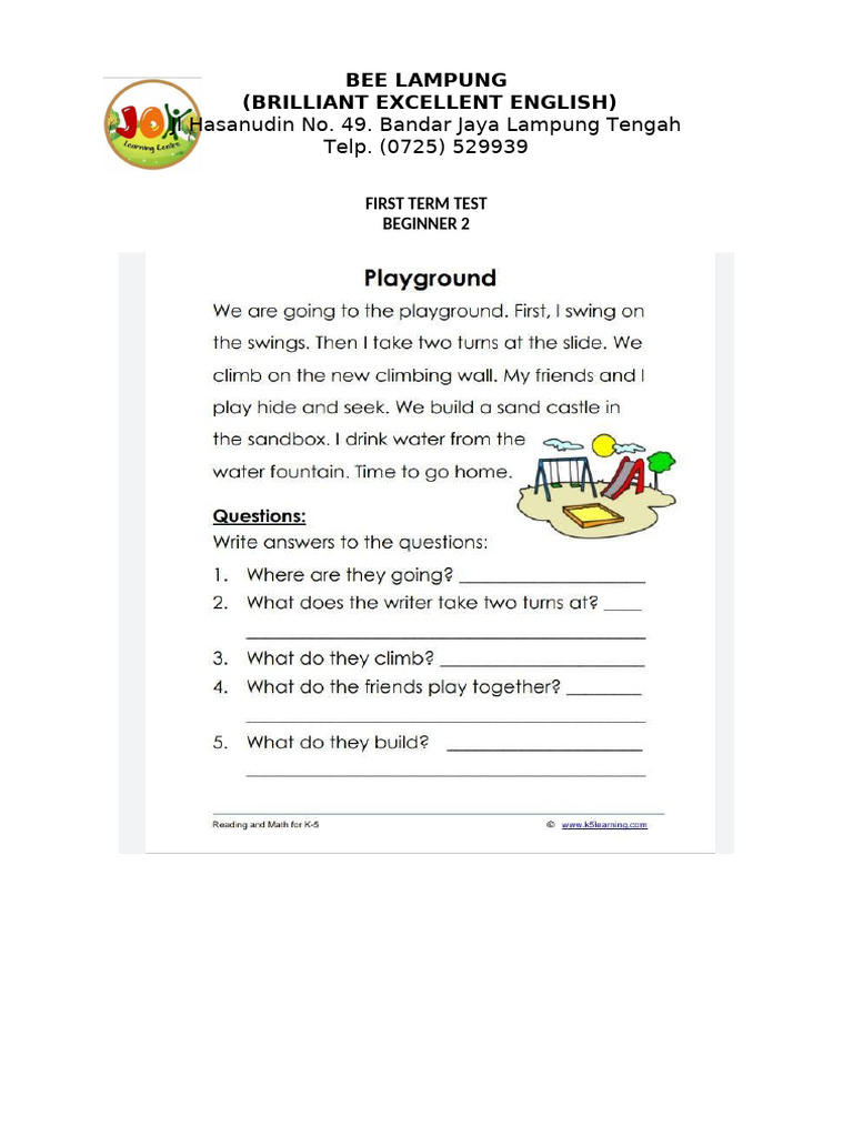 First Term Test BG 2 Reading | PDF