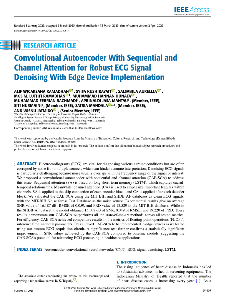 Convolutional Autoencoder With Sequential and Channel Attention For Robust ECG Signal Denoising ...