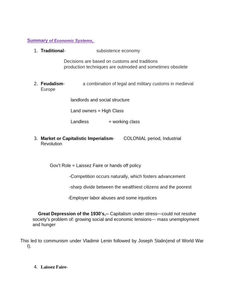 7 Summary of Economic Systems | PDF | Communism | Fascism