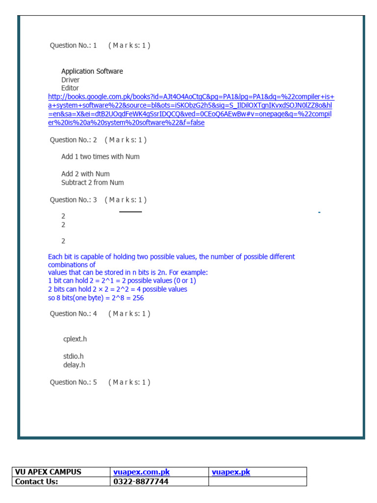 Cs201 Midterm Solved Mcqs With Reference By Aniqa Pdf Pointer