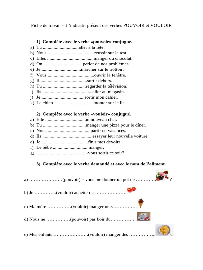 Conjugaison des verbes pouvoir et vouloir | PDF | Verbe | Linguistique
