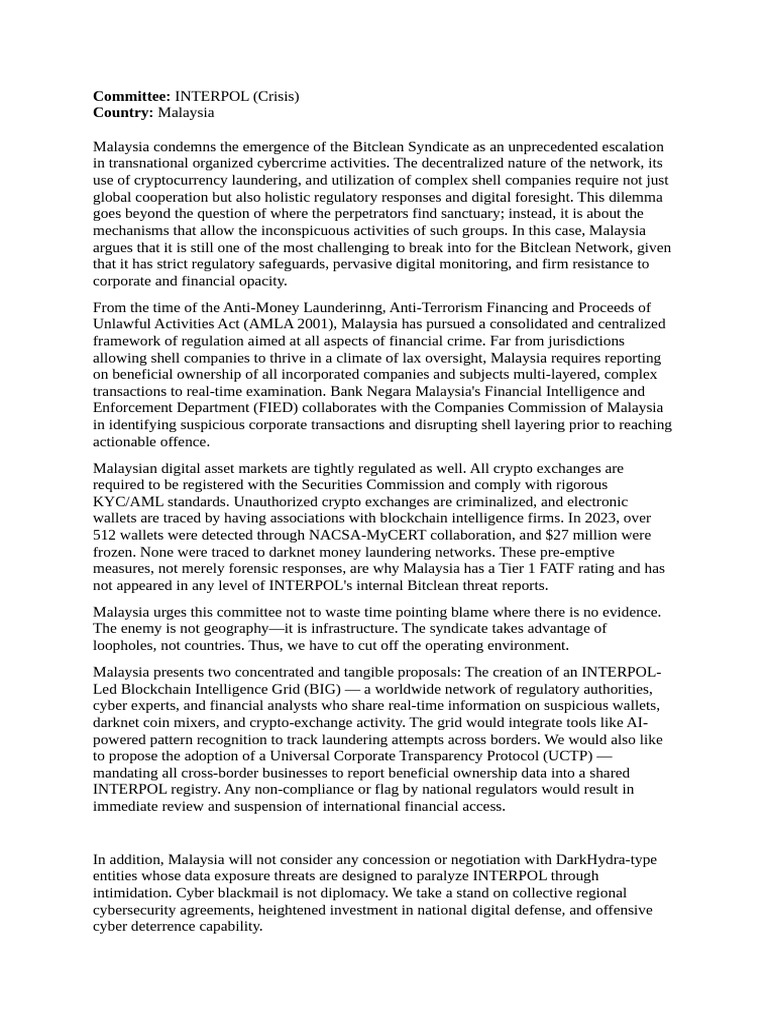 Statement Paper Malaysia - Interpol | PDF | Cryptocurrency | Money ...
