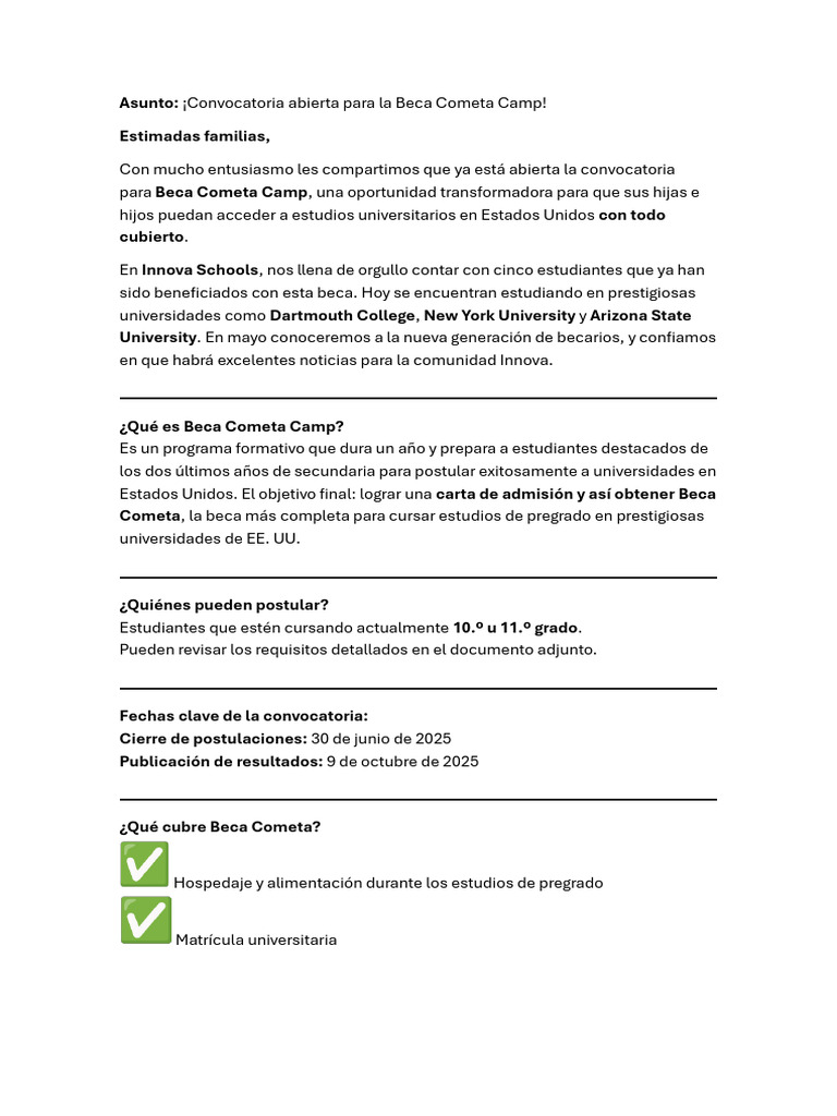 Beca Cometa 1 101212863 | PDF