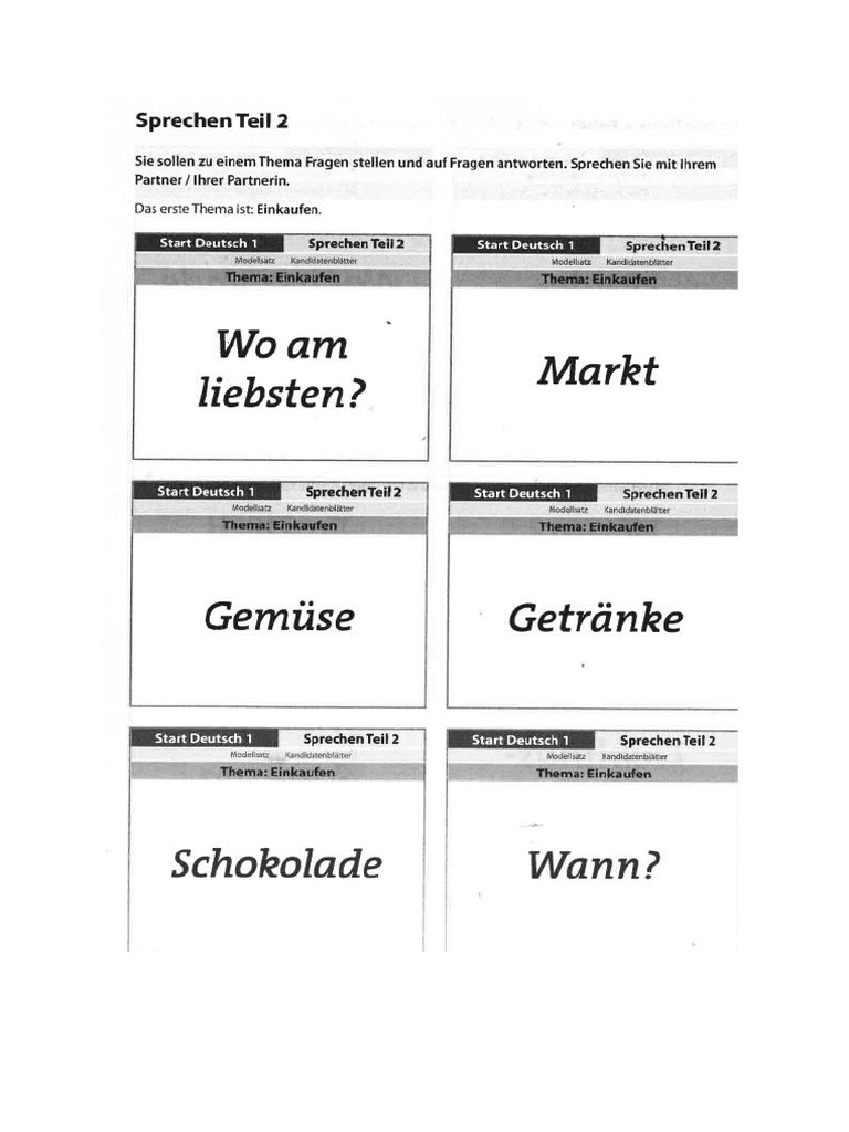 Sprechen Teil 1 2 | PDF