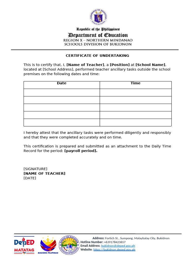 Certificate-of-Undertaking-Template | PDF