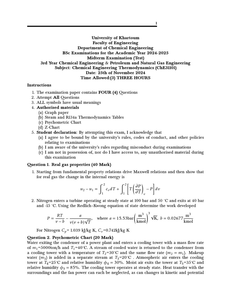 Midterm Exam 2024 | PDF | Humidity | Refrigeration