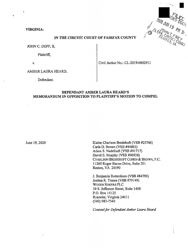 CL 2019 2911 Def Memo in Opp To Plantiff Mot To Compel 061920 | PDF