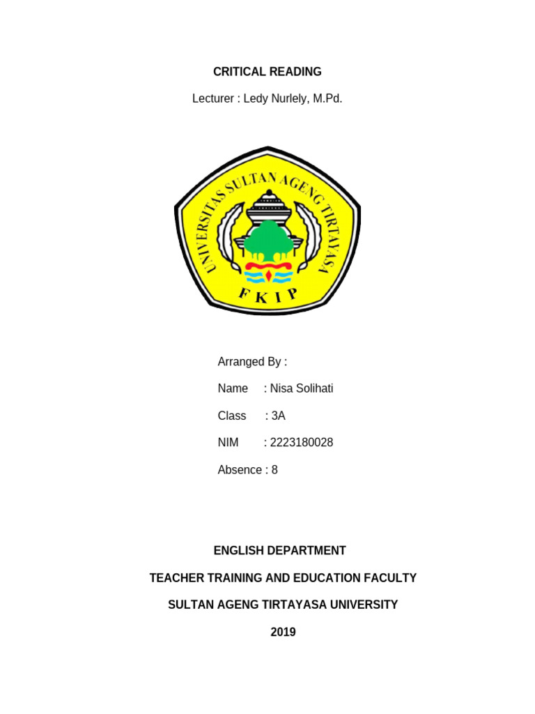 CRITICAL READING Analysis | PDF | Adjective | Reason