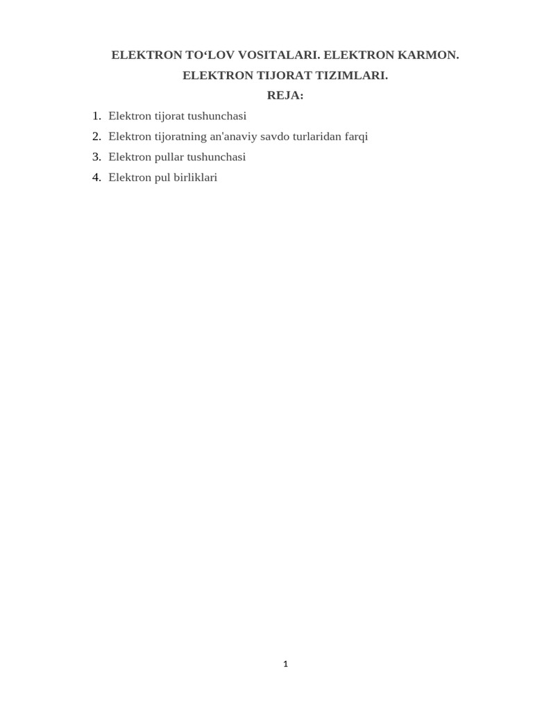 Elektron To Lov Vositalari Elektron Karmon Elektron Tijorat Tizimlari | PDF