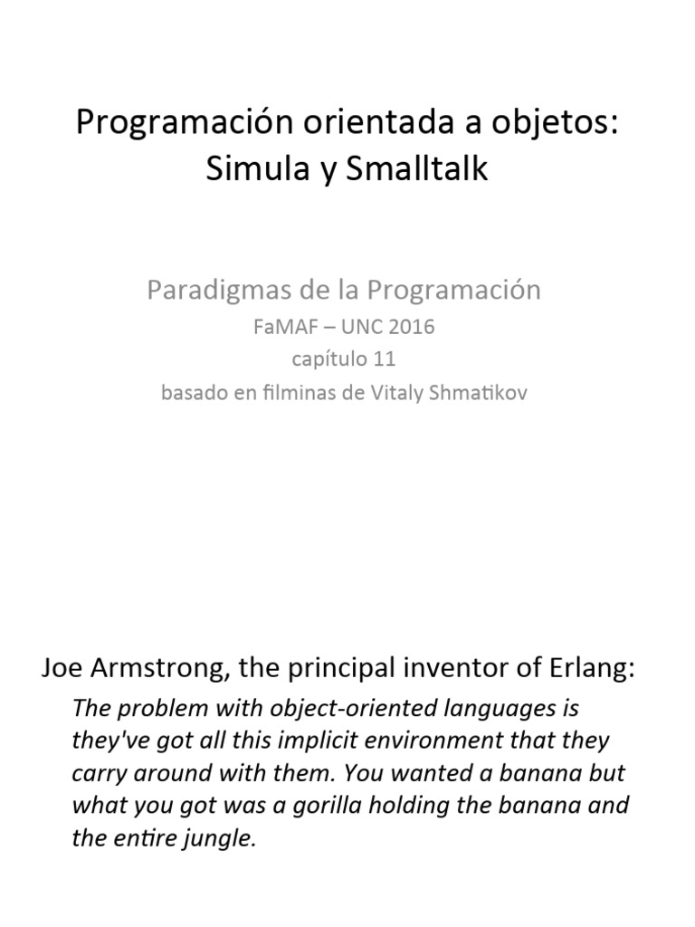 Objetos Simula Smalltalk | PDF | Objeto (informática) | Herencia (Programación Orientada a Objetos)