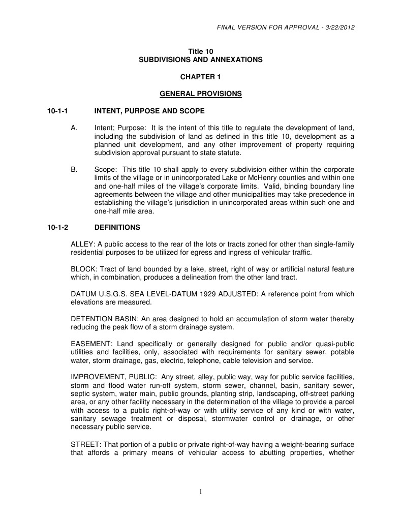 Title 10 Subdivisions and Annexations | PDF | Easement | Land Lot