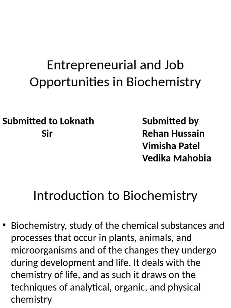Biochemistry Careers Expanded Presentation | PDF