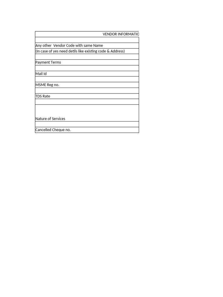 Additonal Vendor Details | PDF
