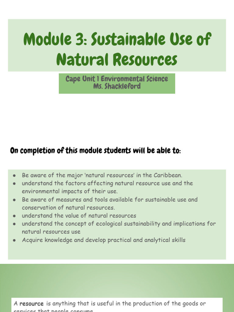 Module 3 - Sustainable Use of Natural Resources | PDF | Water ...