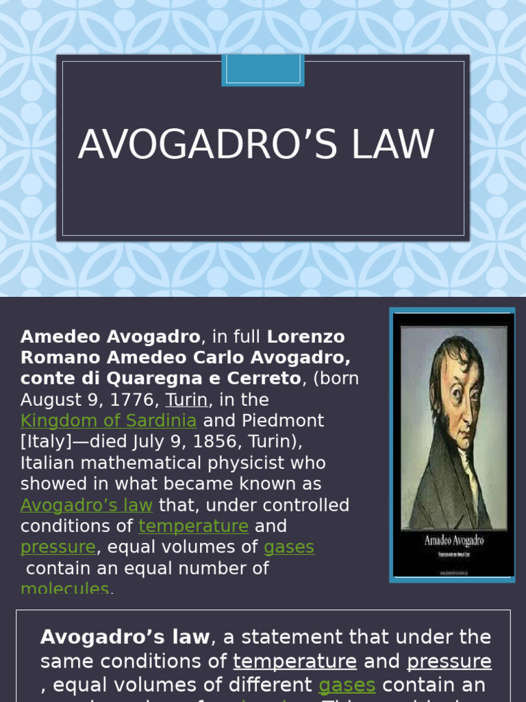 AVOGADRO-LAW | PDF | Gases | Applied And Interdisciplinary Physics