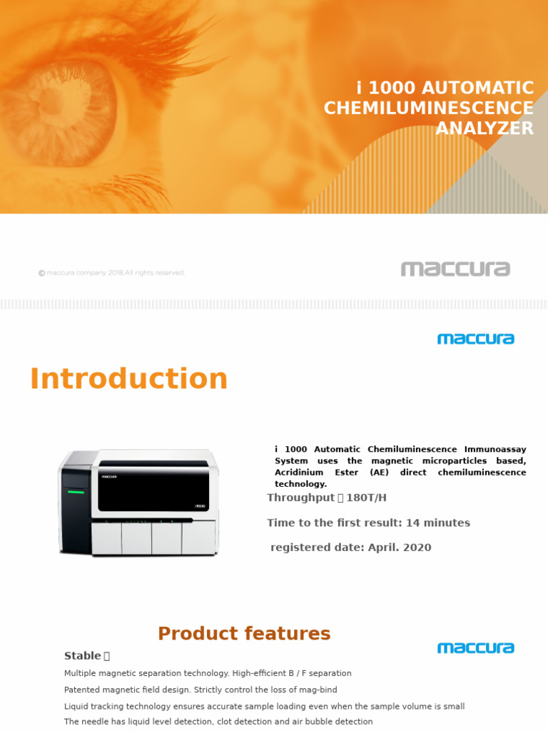 i 1000 Automatic Chemiluminescence Analyzer | PDF | Infection | Immunoassay