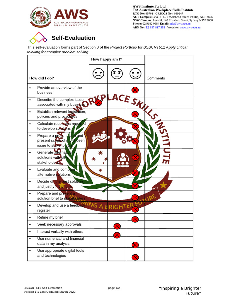 BSBCRT611 Self-Evaluation | PDF | Communication | Knowledge