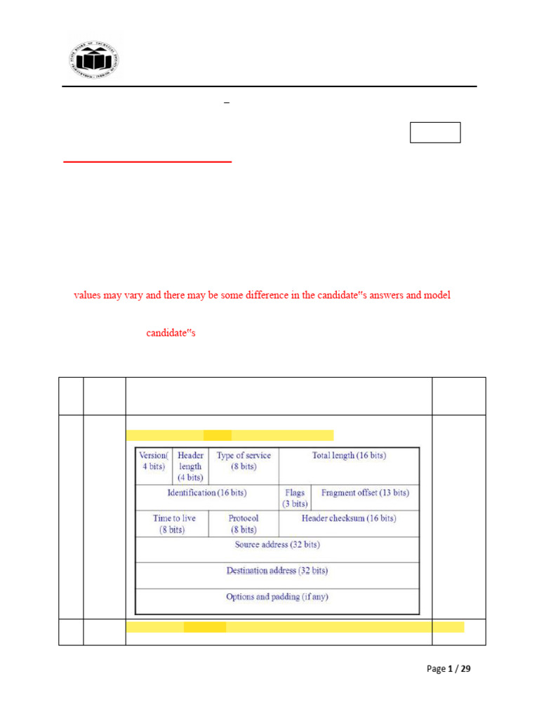 Advanced Computer Network Model Answers | PDF | Transmission Control ...