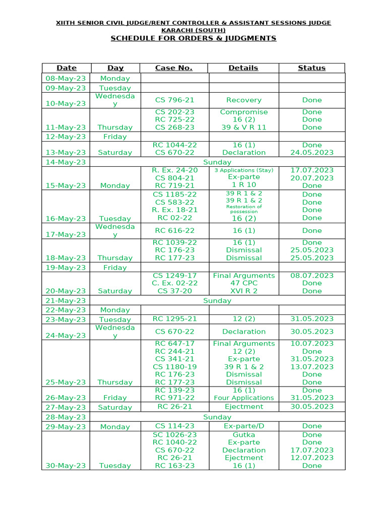 Schedule (A) - Current-From-2023 | PDF | Ex Parte | Public Law