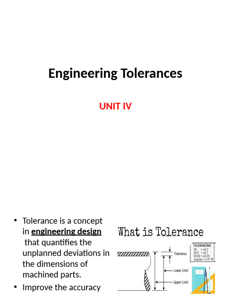 UNIT IV - Engineering Tolerances | PDF | Engineering Tolerance ...