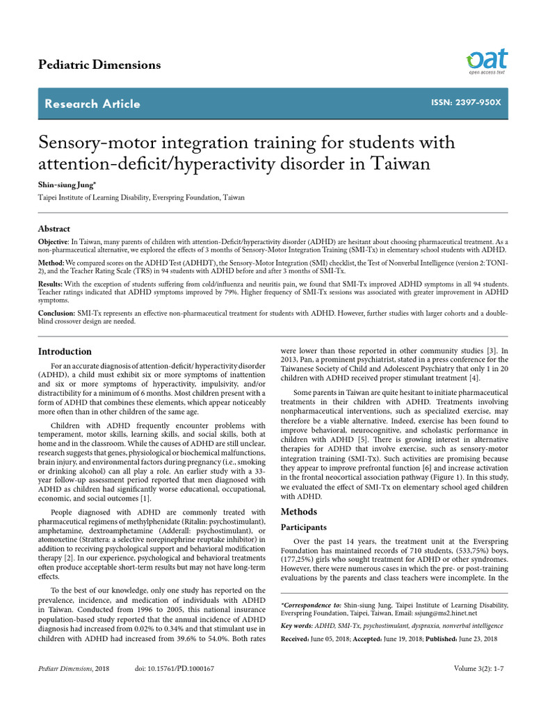 Sensory-motor integration training for students with attention-deficit_hyperactivity disorder in ...
