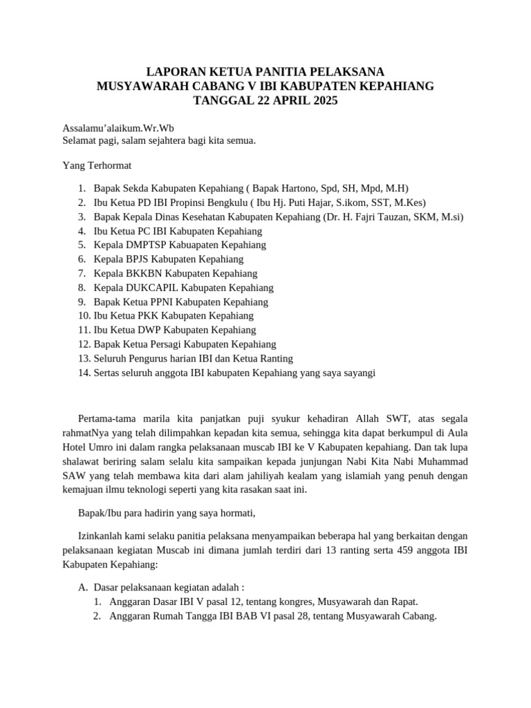 Laporan Ketua Panitia Pelaksana | PDF