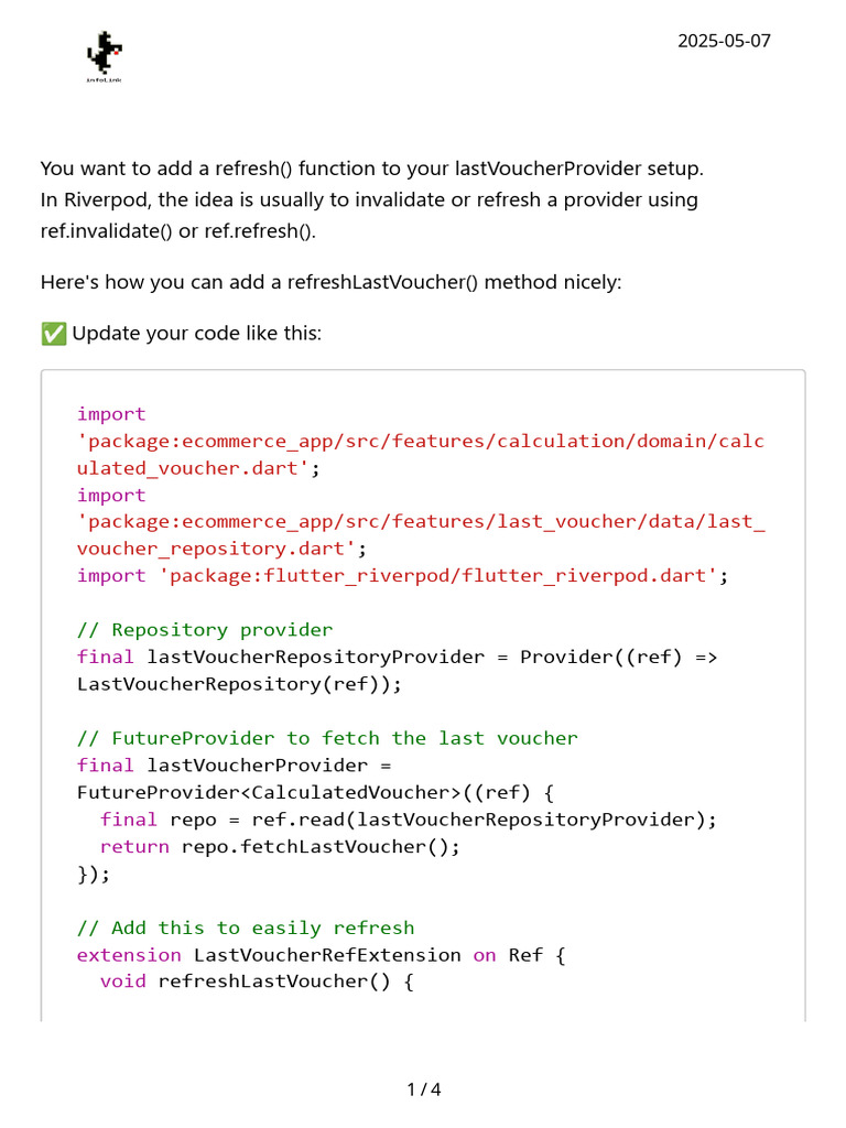 Add A Refresh Function To Your LastVoucherProvider Setup. | PDF | Software Development | Computing