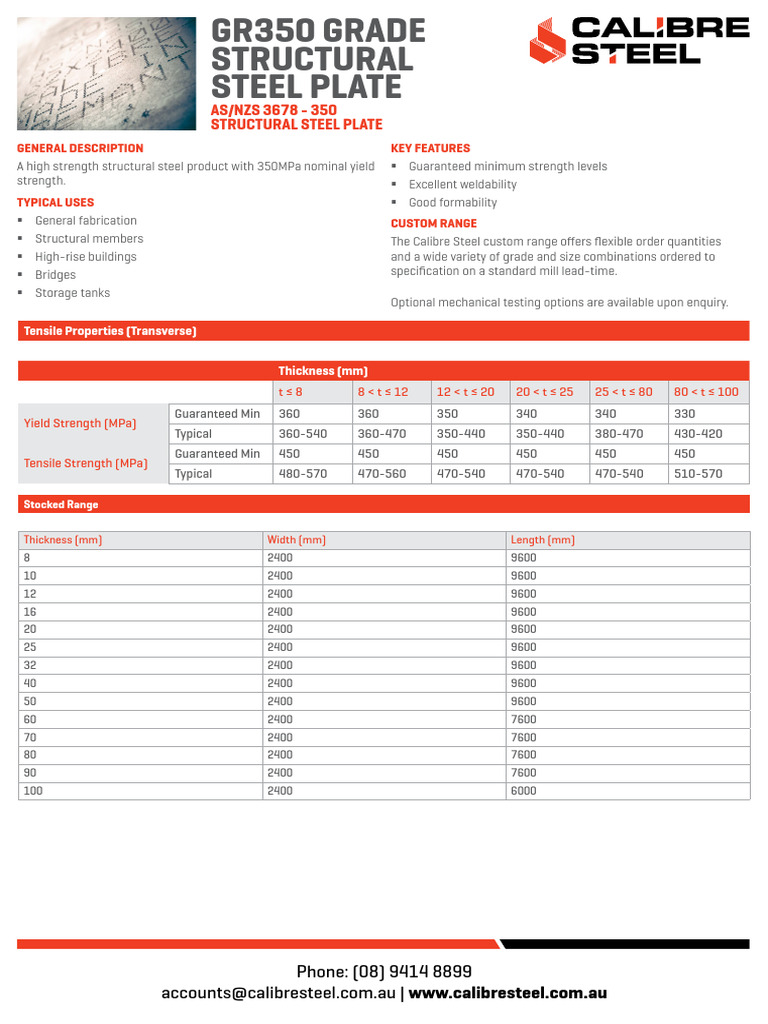 GR350 Structural Steel Plate Details | PDF | Structural Steel ...