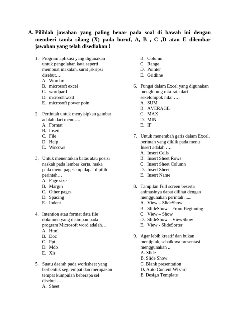 Soal Psaj Xii Tik | PDF