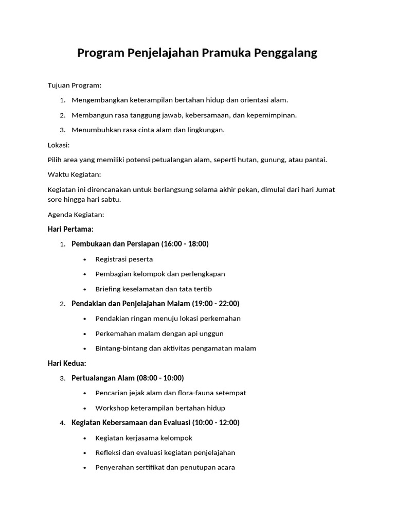 Program Penjelajahan Pramuka Penggalang | PDF