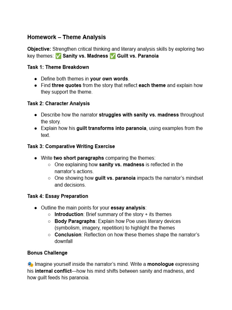 Homework - Theme Analysis | PDF