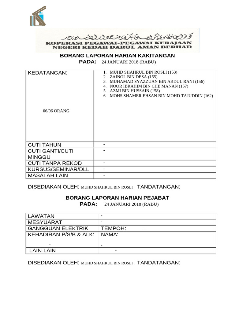 Template Contoh Laporan | PDF