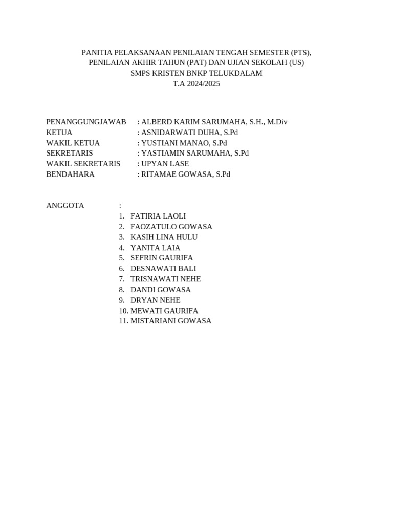 Panitia PPDB Dan Ujian | PDF