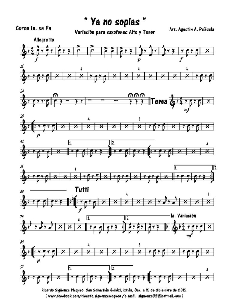 Ya No Soplas - Corno F | PDF