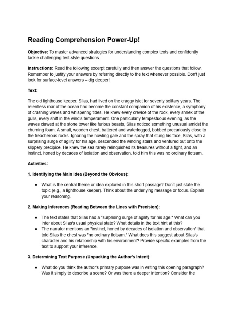 Reading Comprehension Power-Up Y7 ST | PDF