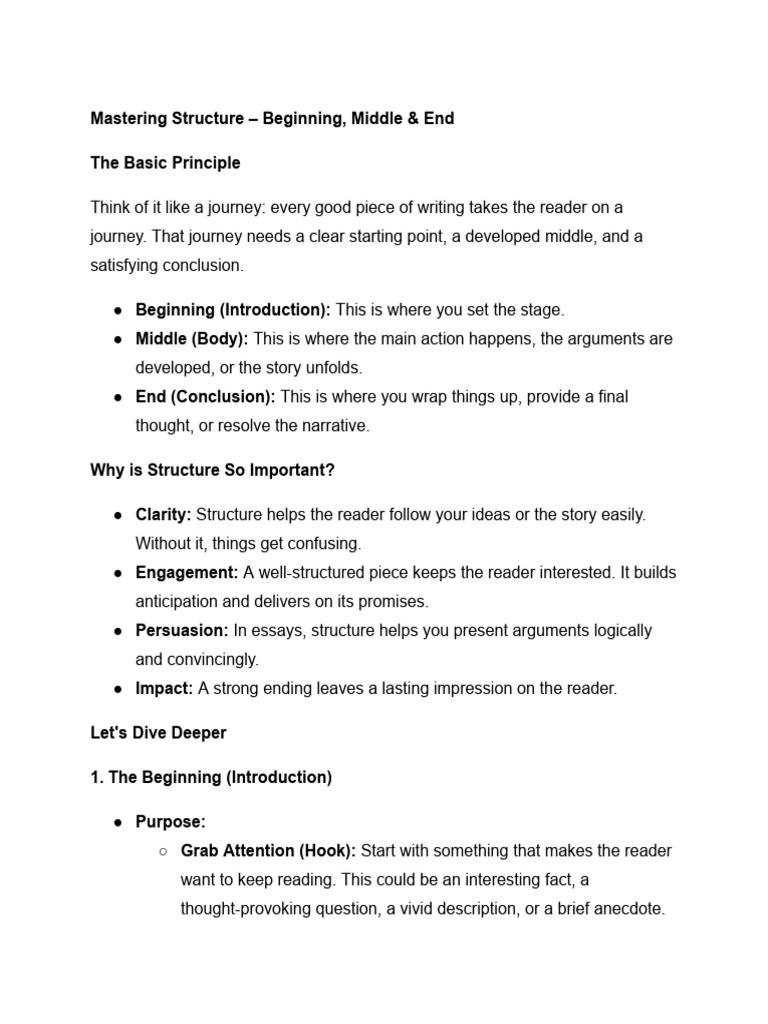 Mastering Structure - Beginning, Middle & End | PDF | Essays | Narrative