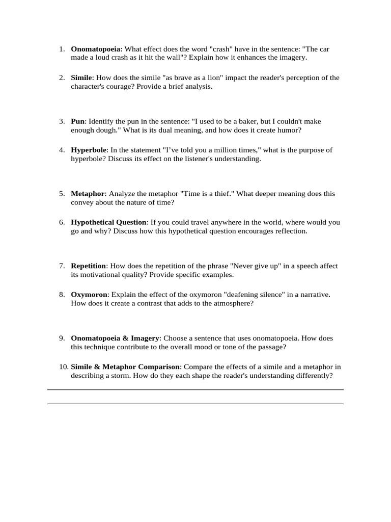Worksheet Language Techniques | PDF